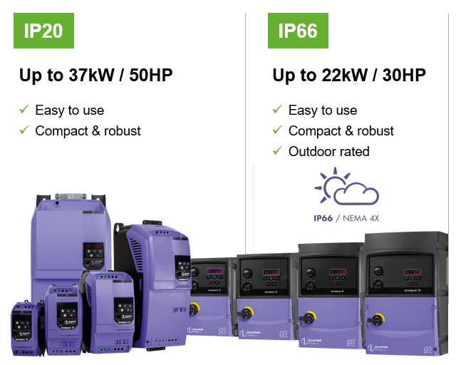 Invertek’s Optidrive IP66 & IP55 Series for general purpose or high performance applications ...